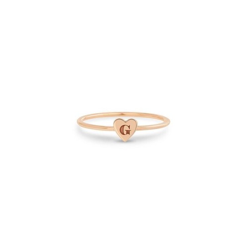 Beautiful Personalized Initial Letter Engraved Tiny Heart Ring In 10K ...