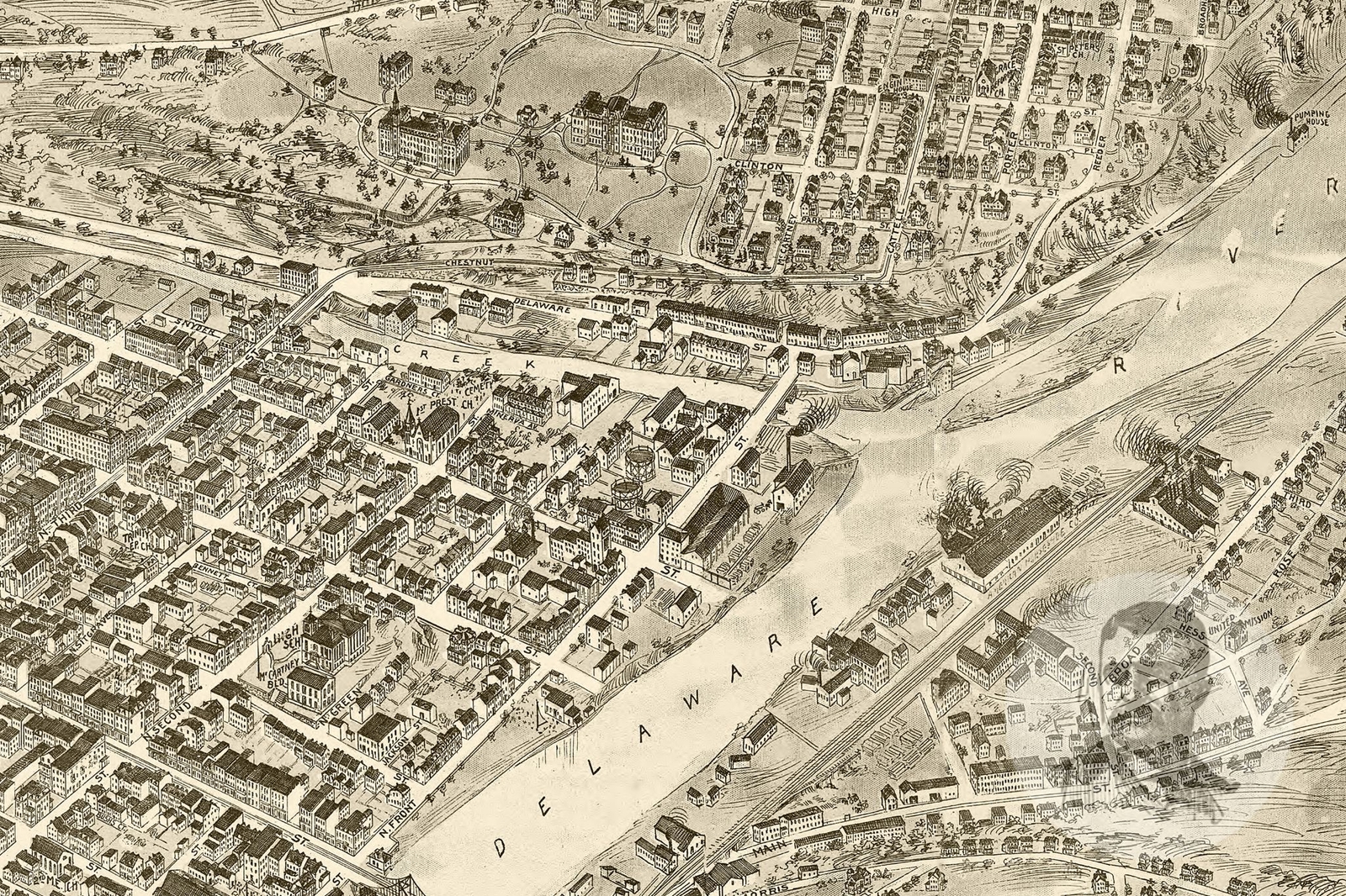 Old Map of Easton, PA from 1900 - Vintage Pennsylvania Art, Historic ...