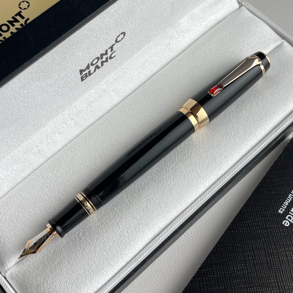 Mont blanc Pen Bohemian Black Gold Fountain Pen M 14K Nib Ruby Fountain ...