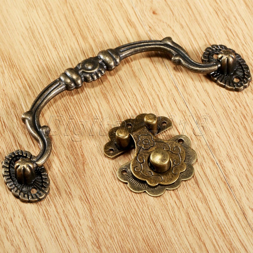 Retro Chinese Style Jewelry Box Furniture Chest Latch Hasp & Pull ...