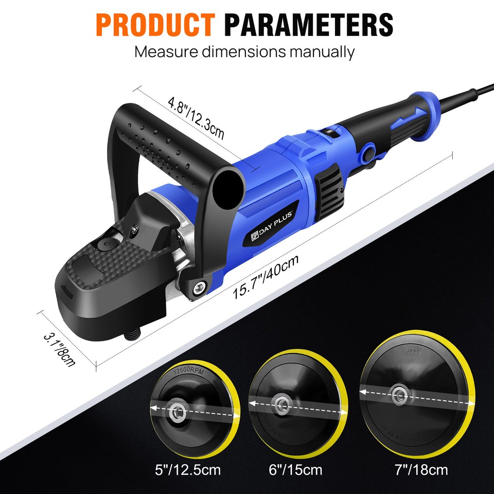 7" 5000W Car Polisher Buffer Polishing Machine Kit Waxing Tool Buffing ...