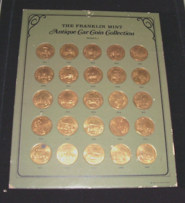 ANTIQUE CAR COIN COLLECTION / THE FRANKLIN MINT / SERIES 1 / 25 COINS ...