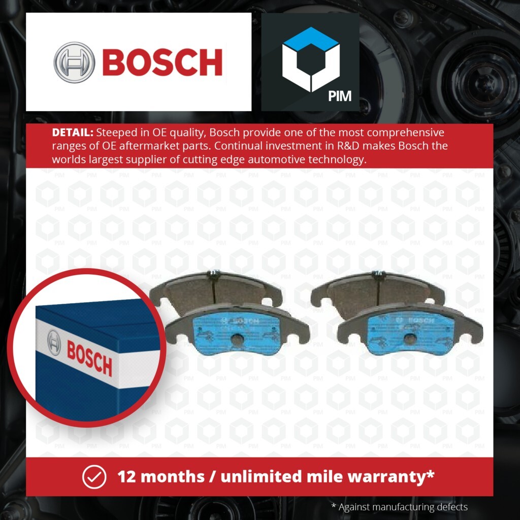 Brake Pads Set fits AUDI A6 C7 2.0D Front 11 to 18 Bosch 4G0698151 ...