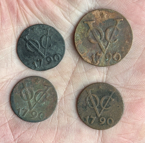 4 Colonial Dutch Duits 1790 VOC Copper Coins | eBay