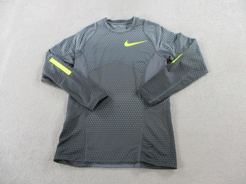 Nike Shirt Mens Small Gray Pro Drifit Hyperwarm Fitted Reflective Long ...