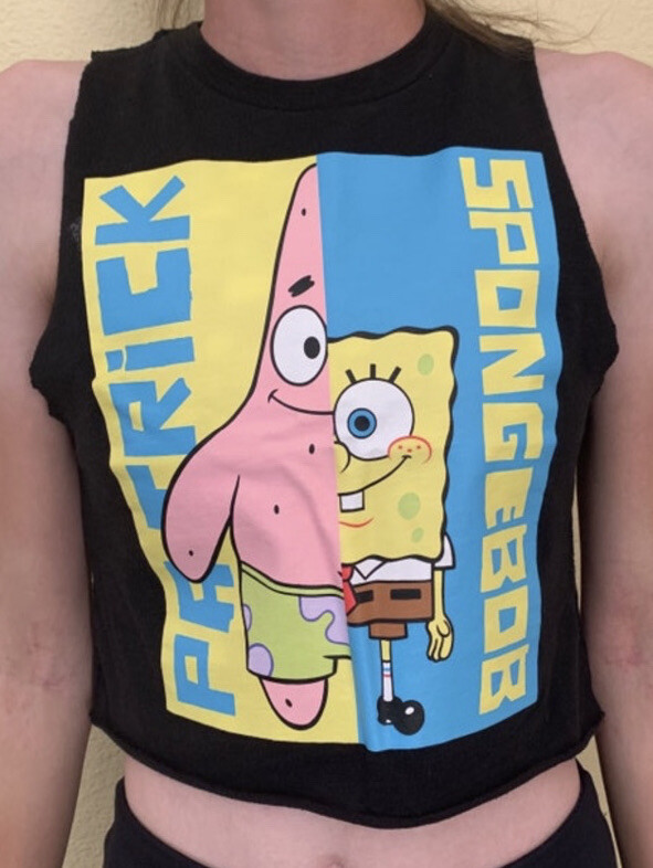 Spongebob Patrick Women’s Junior Crop Tank Top Size … - Gem