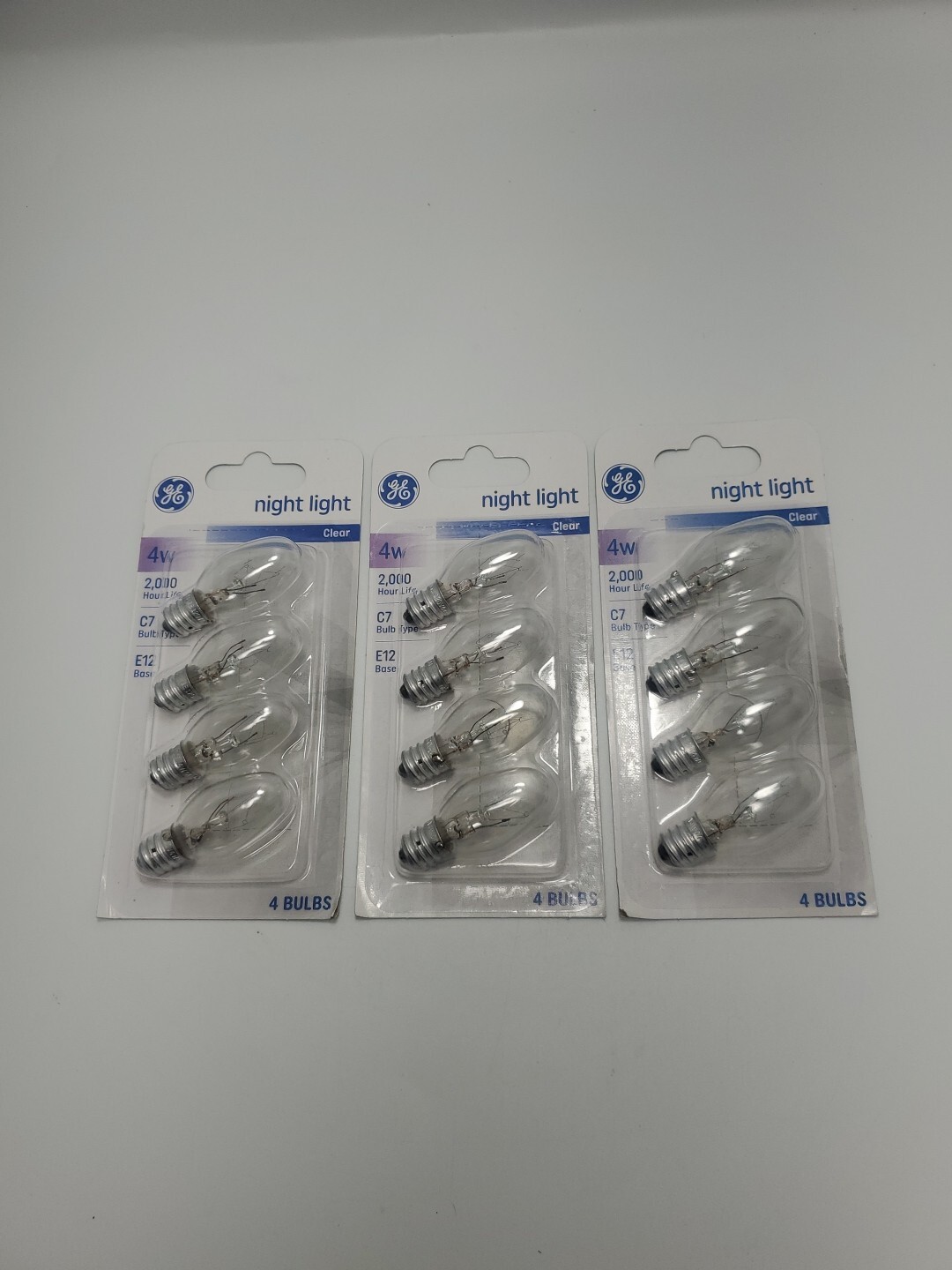 'GE' 12 CLEAR NIGHT LIGHT BULBS (3) 4 Pack Bulbs | eBay