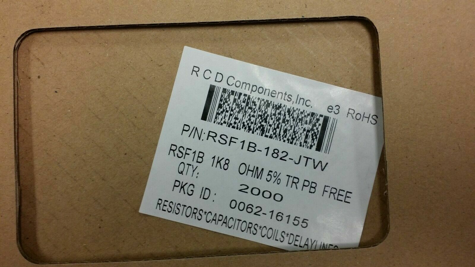 (25 PCS) RSF1B-182-JTW RCD Fixed Resistor, Metal Oxide Film 1.5W 1 ...