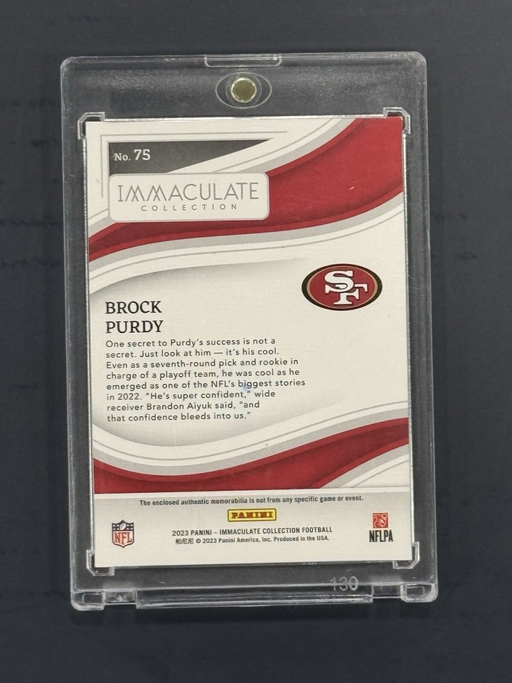 2023 Panini Immaculate Brock Purdy Shield Patch 1/1 San Francisco 49ers ...