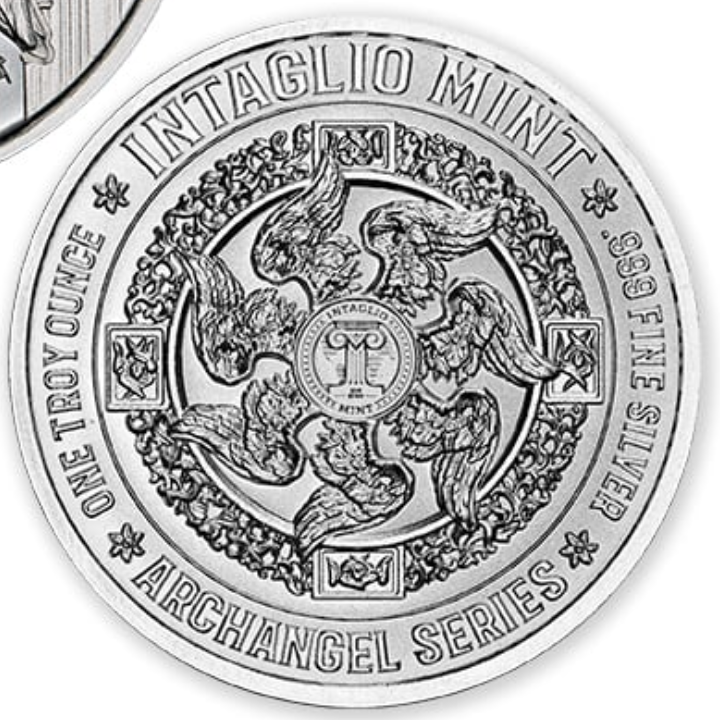 MICHAEL THE ARCHANGEL - 1 oz. 999 Fine Silver Round BU INTAGLIO - IN ...