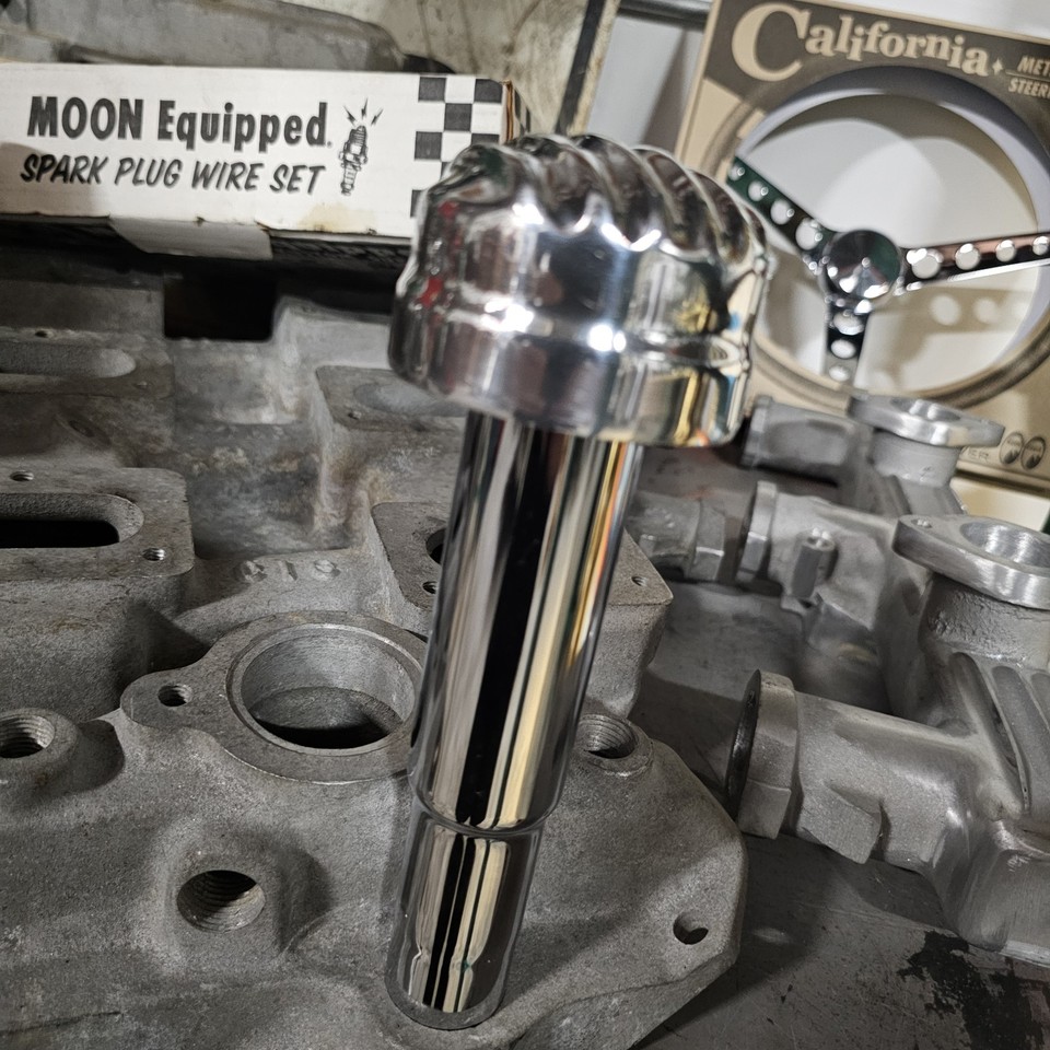 vtg style intake manifold Oil Fill Tube w Finned Aluminum Breather Cap ...