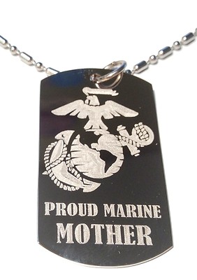Military Dog Tag Metal Chain Necklace Proud Marine Corp Mother USMC Tie ...