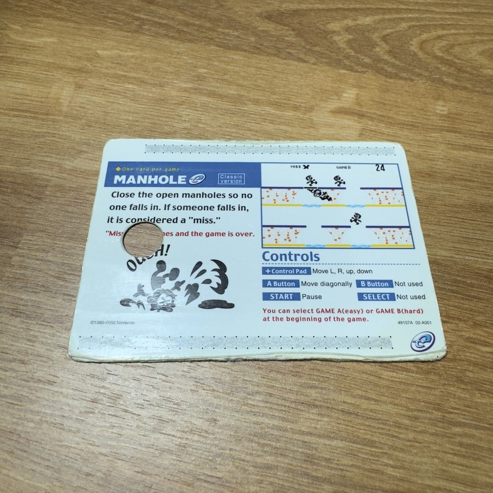 Nintendo Game and Watch E-Reader Card Manhole #02-A001 2002 Collection ...
