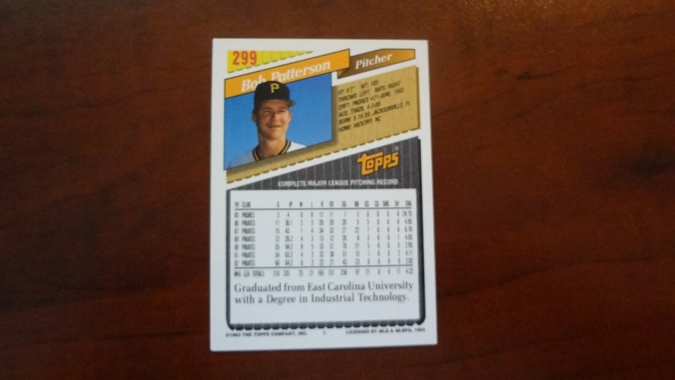 1993 TOPPS # 299 BOB PATTERSON BASEBALL CARD | eBay