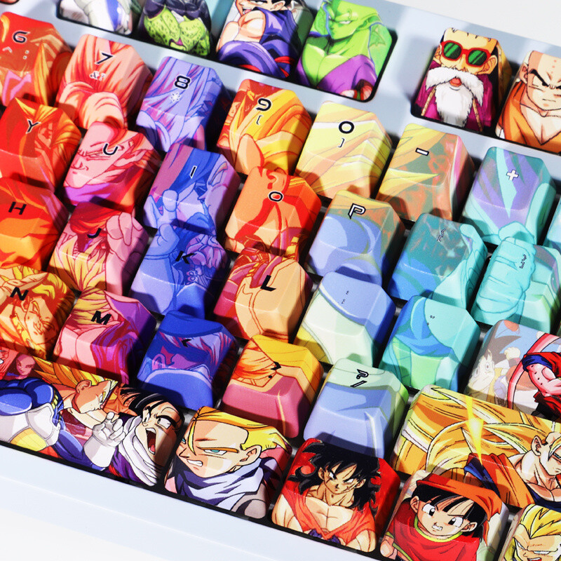 Anime Dragon Ball PBT Keyboard Keycap 108 Key for Cherry MX Mechanical ...