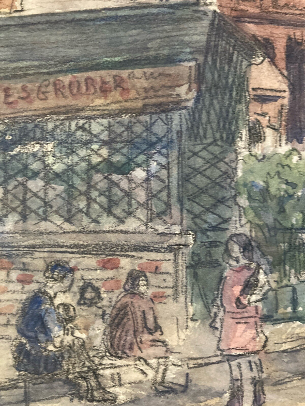 Beautiful Drawing Gouache Watercolour Paper Scene Of Rue Barbet Roan ...