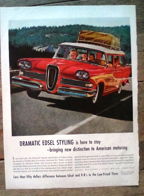 1958 Ford Edsel Bermuda Station Wagon Edsel Styling Print Ad 10.5x14 | eBay