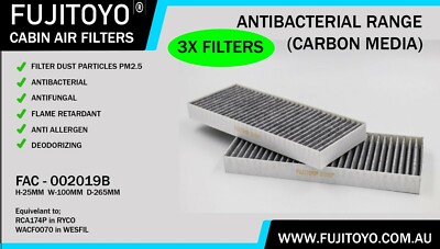 *FUJITOYO*CARBON Cabin Air Filter ( WACF0070 / RCA174P ) FAC-2019B 3 ...