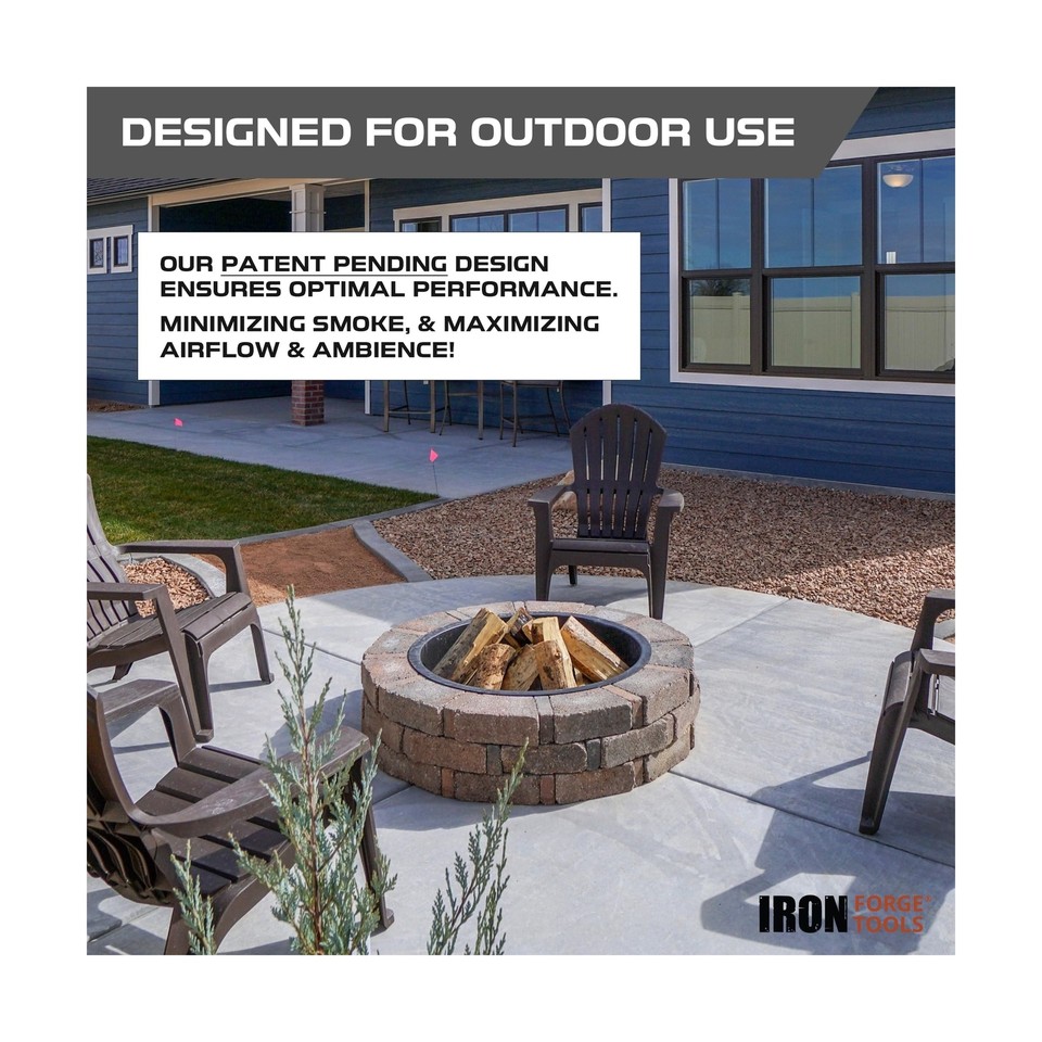 Iron Forge Tools Heavy Duty Metal Smokeless Permanent Fire Pit Ring 36 ...