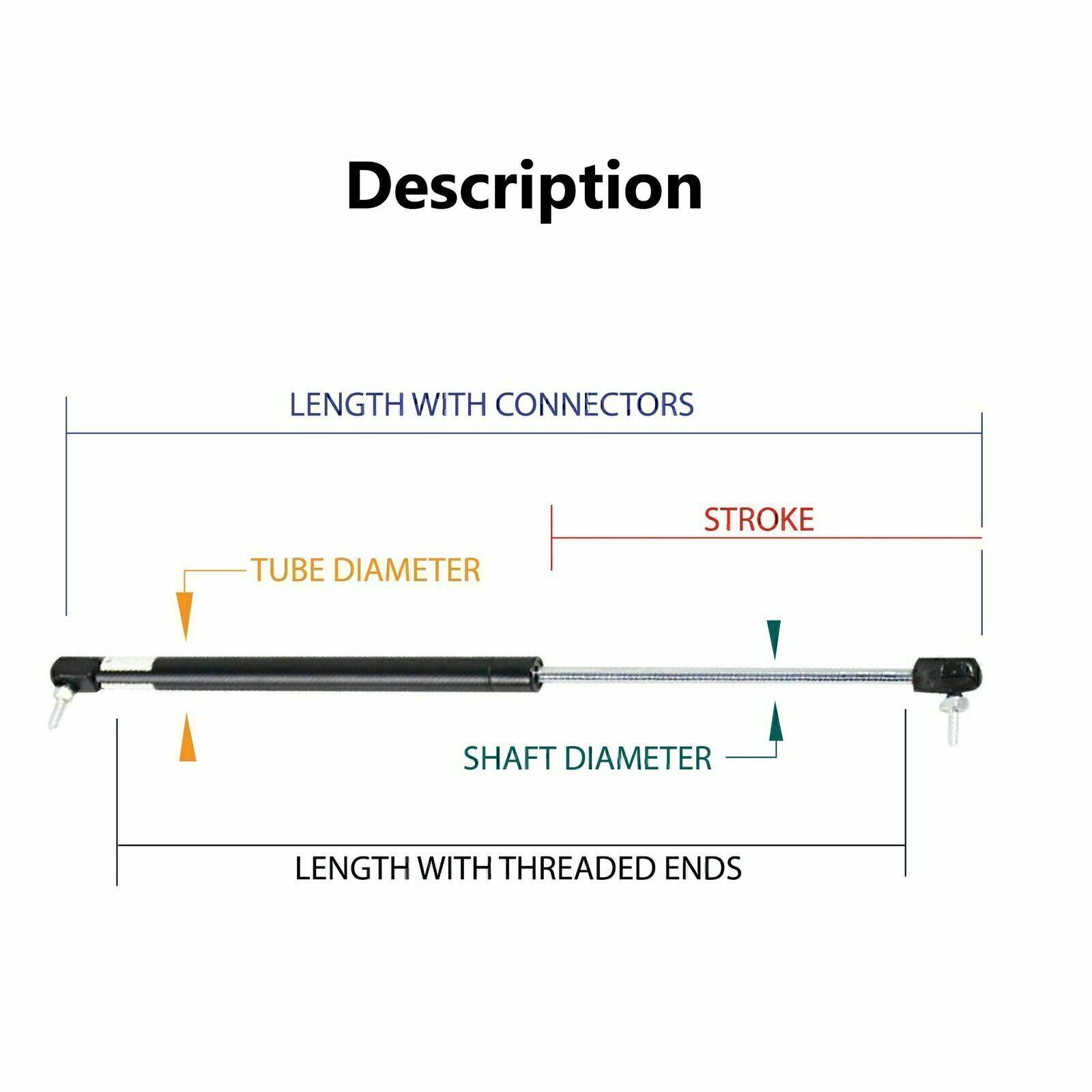 Gas Strut 400mm-100N x2 (8mm Shaft) Caravans, Trailers, Canopy ...