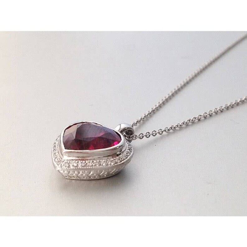 925 Sterling Silver Red Ruby Engagement Pendant Wedding Ruby Pendant ...
