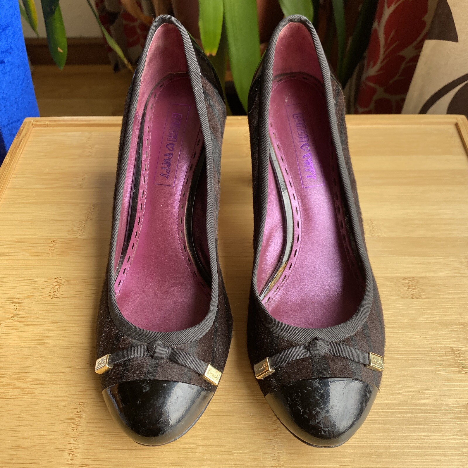 Coach Poppy Calf Hair Tiger Stripe High Heel patent b… - Gem