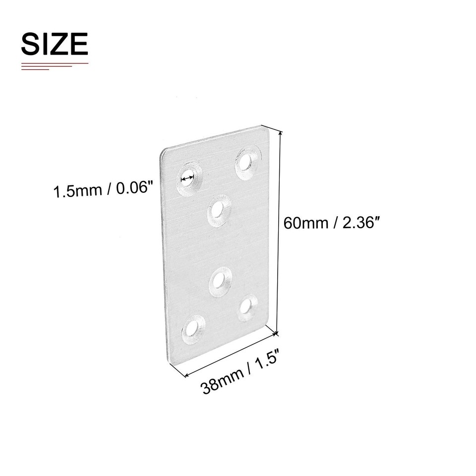 1Pack 60x38x1.5mm Flat Straight Brace Plate Stainless Steel Brace Plate ...