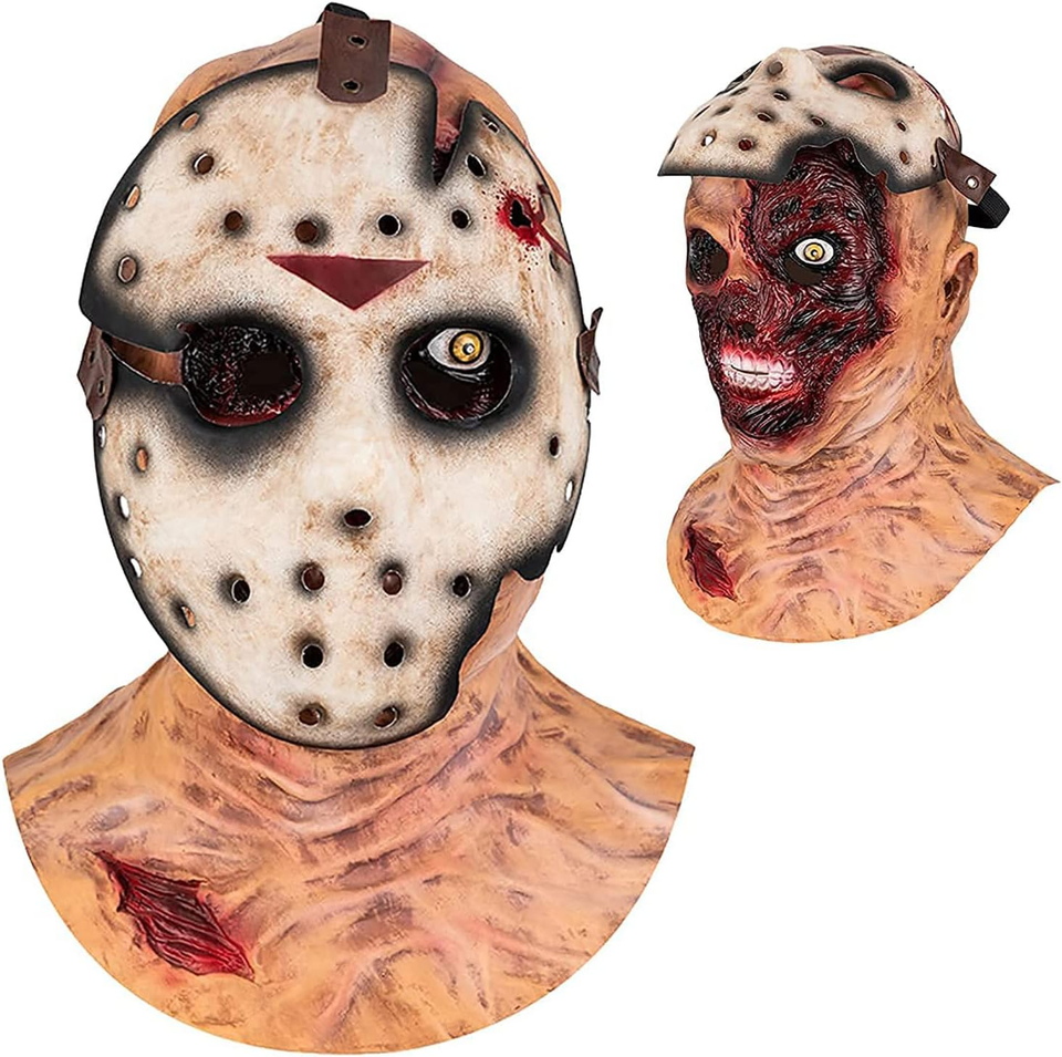 Scary Jason Hockey Mask Horror Hacker Mask Full Head Vampire Latex ...