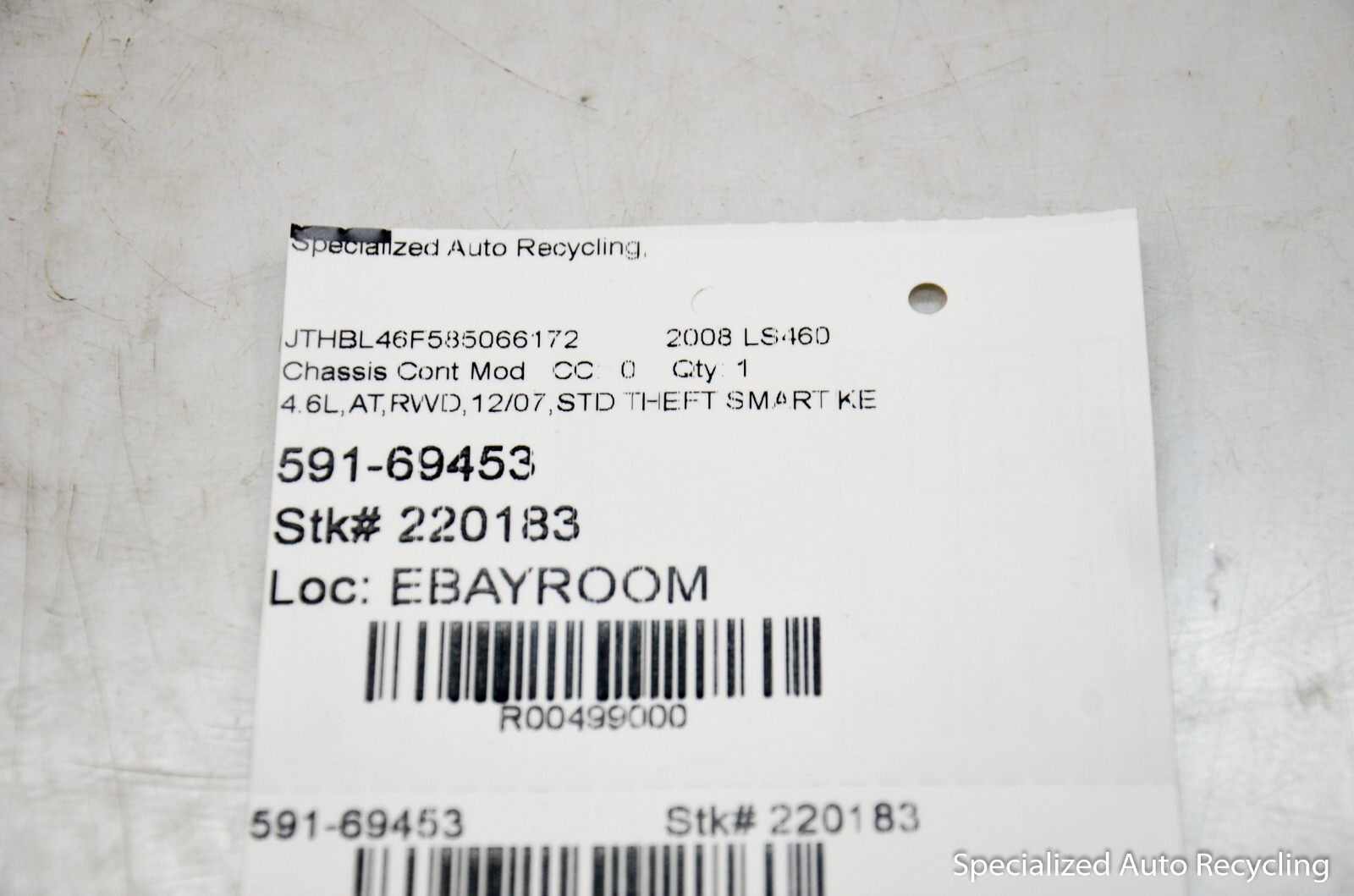 2008 Lexus LS460 Smart Key Keyless Entry Control Module 89990-50041 OEM ...
