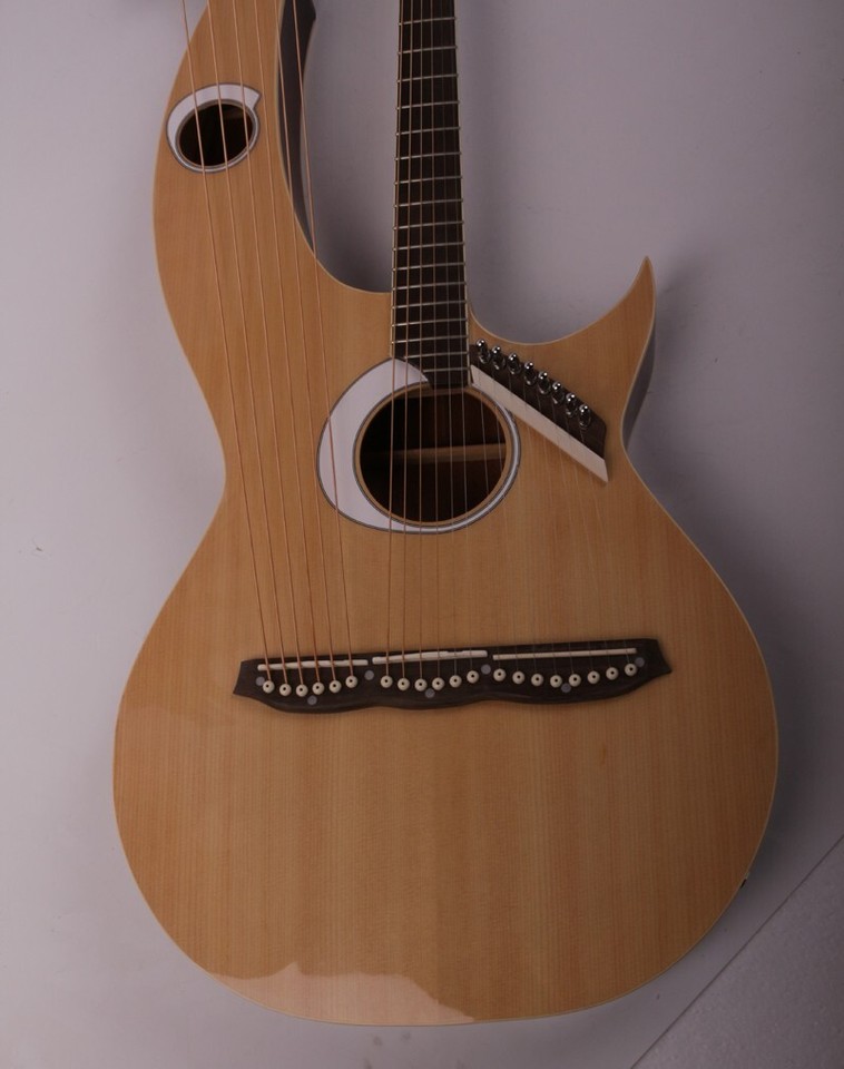 Double Neck Harps 12+8 string Electric Acoustic Harp Guitar with EQ and ...
