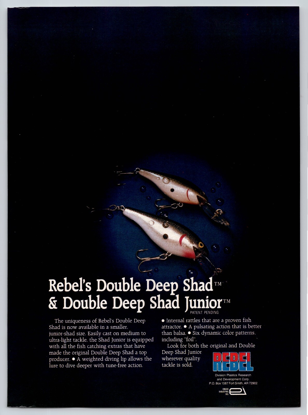 1984 Vintage Rebel Double Deep Shad And Double Deep Shad Junior Lures ...