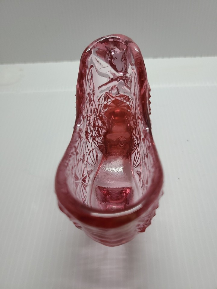 Antique Fenton Art Glass Light Pink Cat Head Shoe Orignal Sticker ...