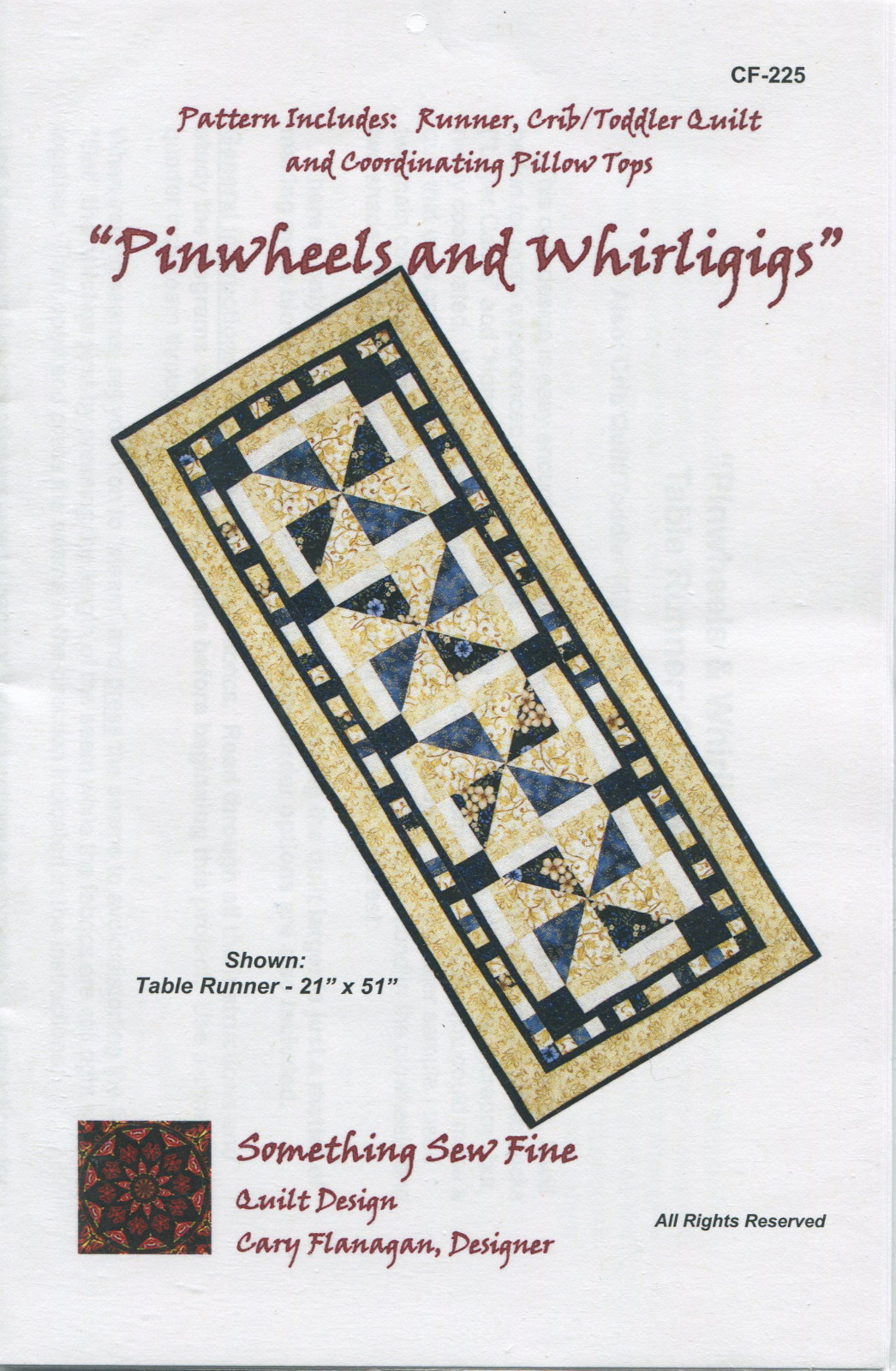 Pinwheels and Whirligigs ~ Runner Quilt Pattern ~ by Something Sew Fine ...