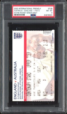 2/12/2003 Wayne Rooney International Debut Ticket Stub PSA 8- England ...