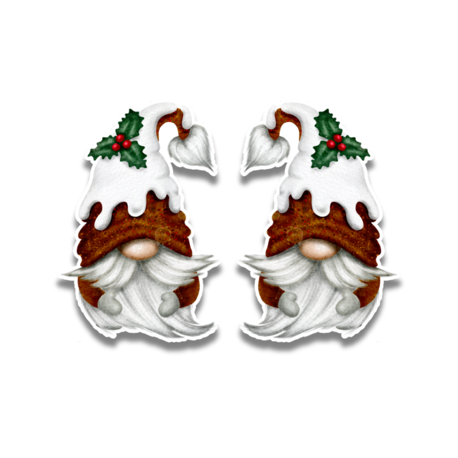 2x Small Cute Christmas Pudding Xmas Garden Gnome Vinyl Sticker Decals ...