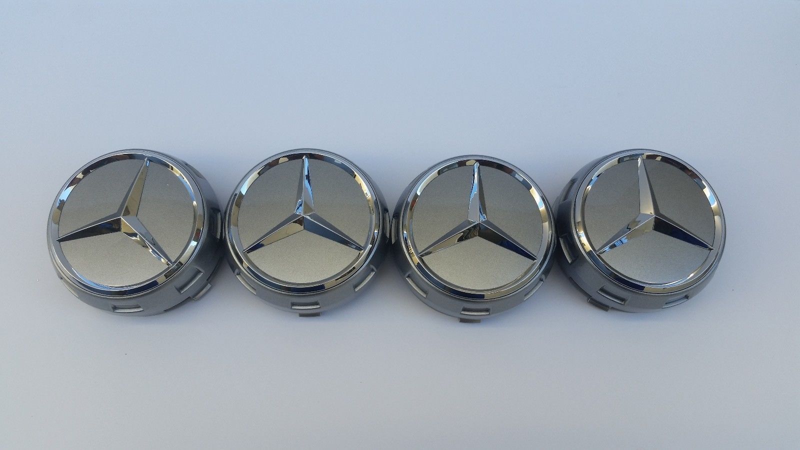 MERCEDES 0004000900 RAISED SILVER CENTER CAP W/ CHROME STAR OEM 4 SET ...