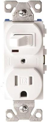NEW COOPER TR274W WHITE COMBINATION TOGGLE LIGHT SWITCH & RECEPTACLE ...