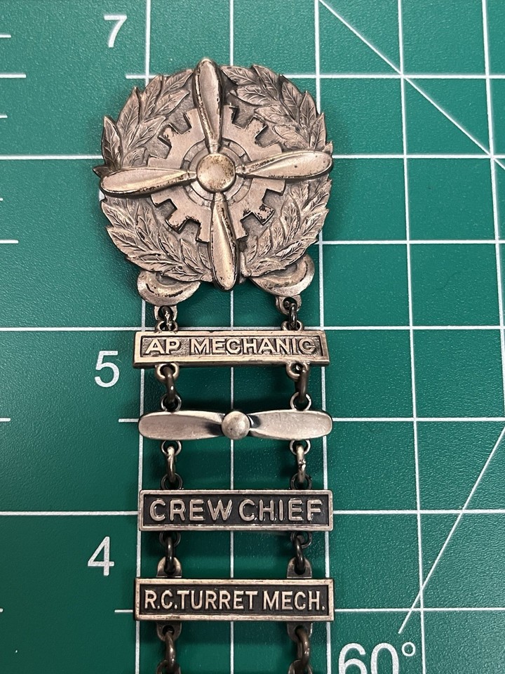 WWII Sterling Army Air Force Mechanic Qualification Badges 9 Tabs some ...