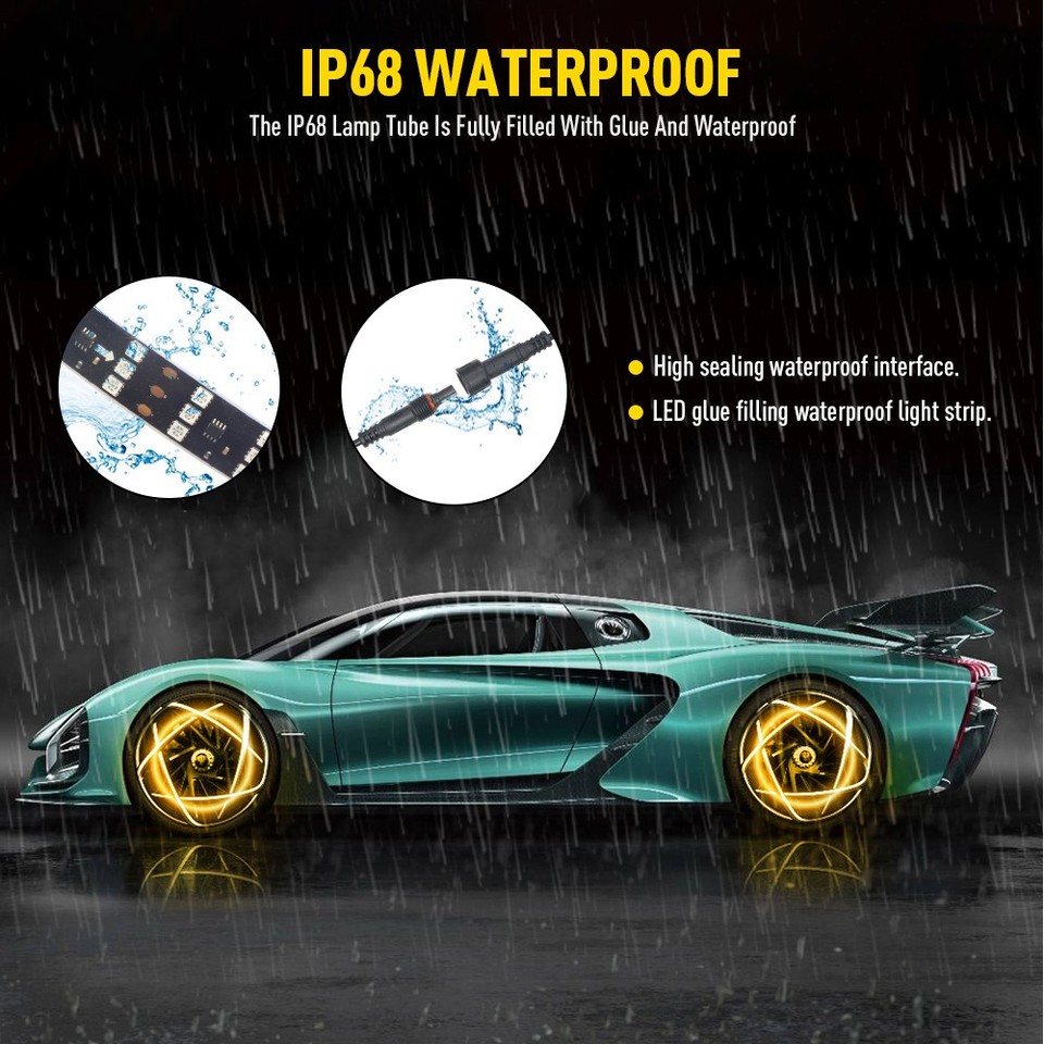 17.5" Pack of 4 RGB Wheel Ring Lights 3Row LED Light For Truck Car Rim ...