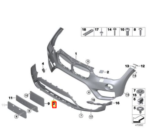 BMW X1 F48 Front Bumper Lower Trim 51117453999 NEW GENUINE | eBay