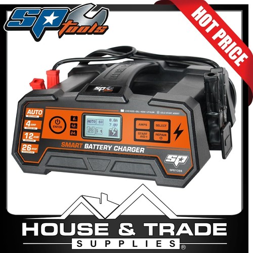 SP Tools Smart Battery Charger 8 Stage Multi-Volt 6, 12 & 24V - 26A ...
