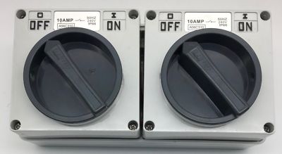 2 X 15 Amp Isolator single 1 phase Switch IP66 Weatherproof Industrial ...