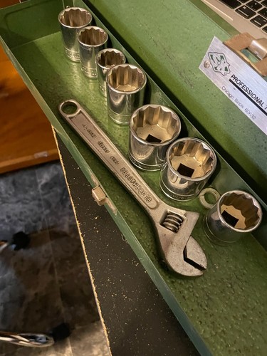 SK Professional tools box w/Large sockets and adj Wrench | eBay