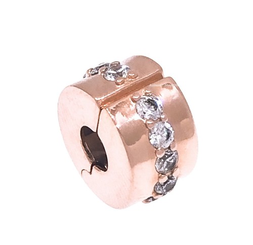 NEW Authentic PANDORA Rose 14k Gold Sparkling Row CZ Clip Charm Pendant ...