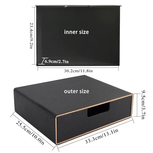Stackable Organizer Drawer PU Leather Classic Black Linen Texture | eBay