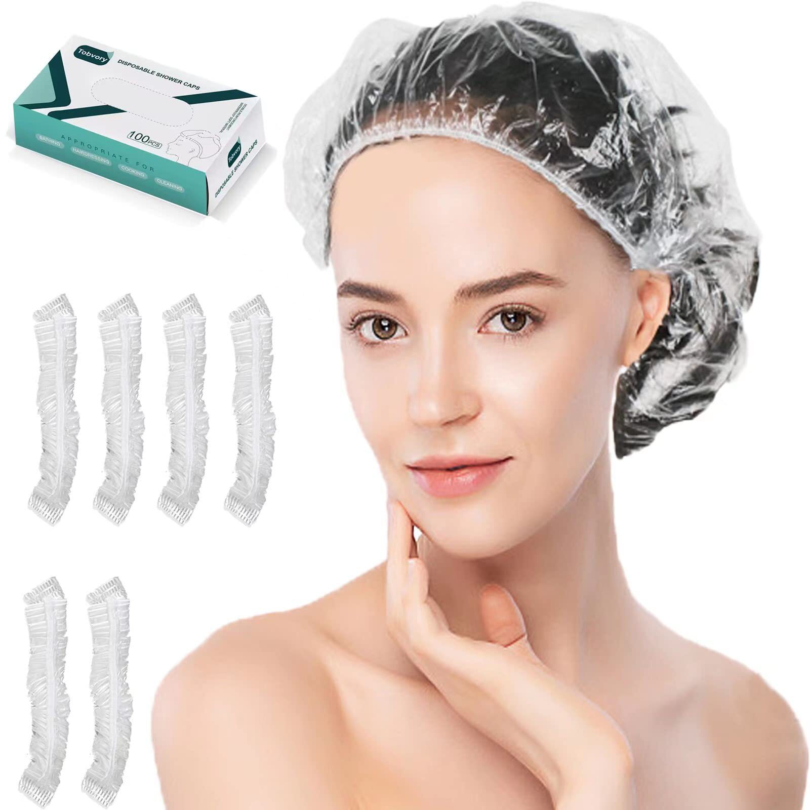 Disposable Shower Caps - 100PCS Shower Cap Waterproof Plastic Shower ...