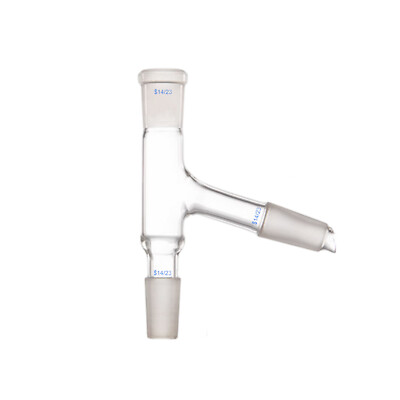 14/23 Three Way Adapter 75° Bend Glass Distillation Head Laboratory ...