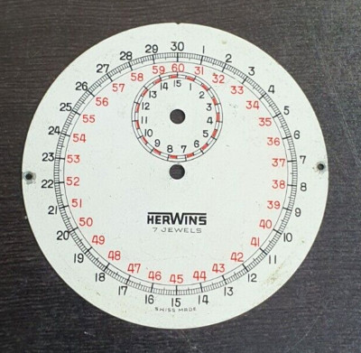 VINTAGE WATCH DAIL FACE PARTS MECHANICAL PARTS HERWINS 7 JEWEL STOP ...