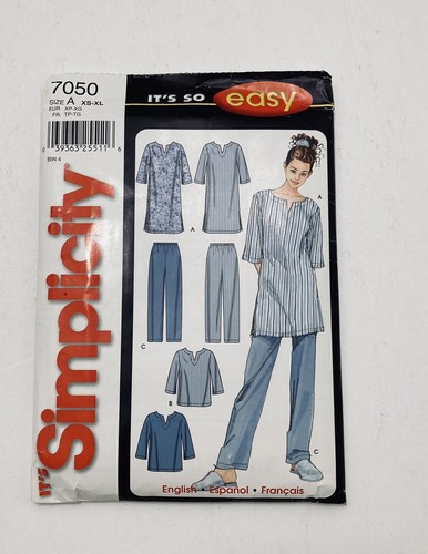 Simplicity 7050 Misses' Tunic Pants Top Pajamas Sewing Pattern Size XS ...