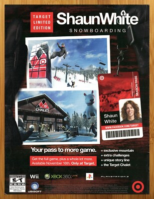 2008 Shaun White Snowboarding Xbox 360 PS3 Wii Print Ad/Poster Target ...